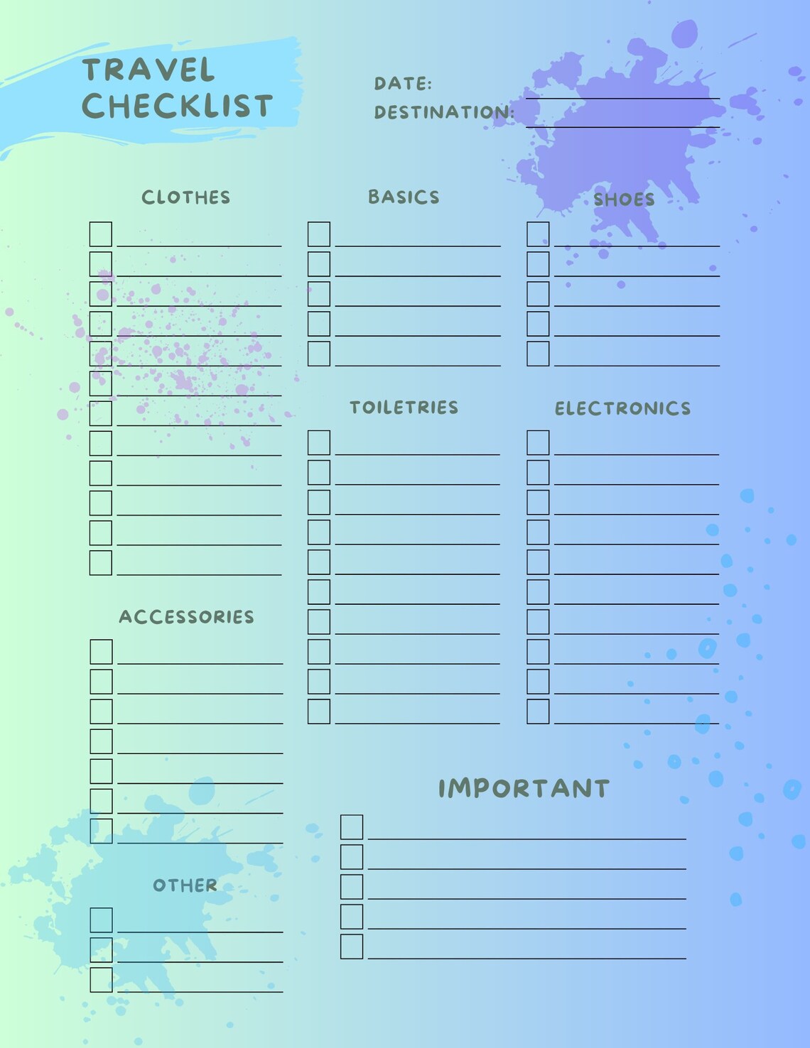 2023 Travel Checklist Printable Template, Travel Printable Planner ...