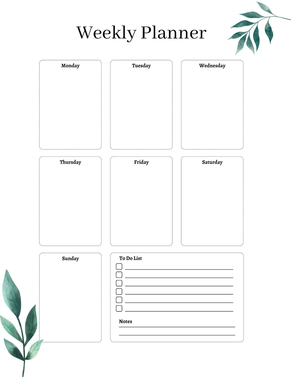 Weekly Planner Printable Template, Simple Weekly Planner Printable ...