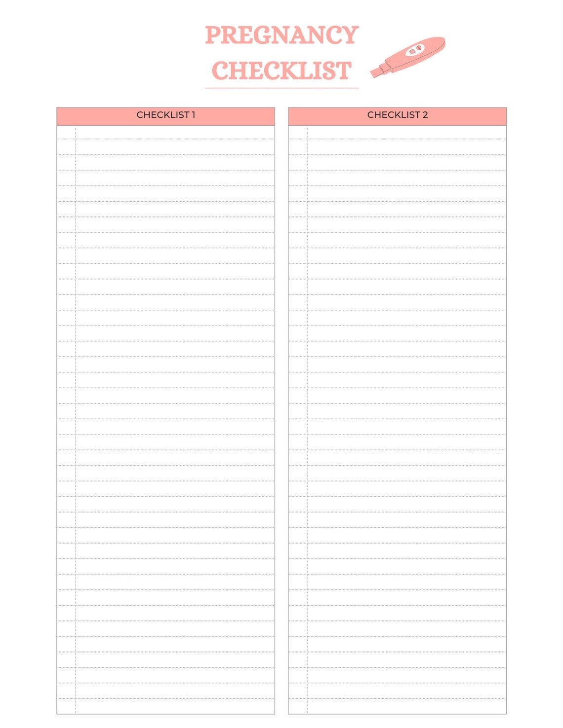 Printable Pregnancy Checklist, Blank Checklist, Expecting Parents ...