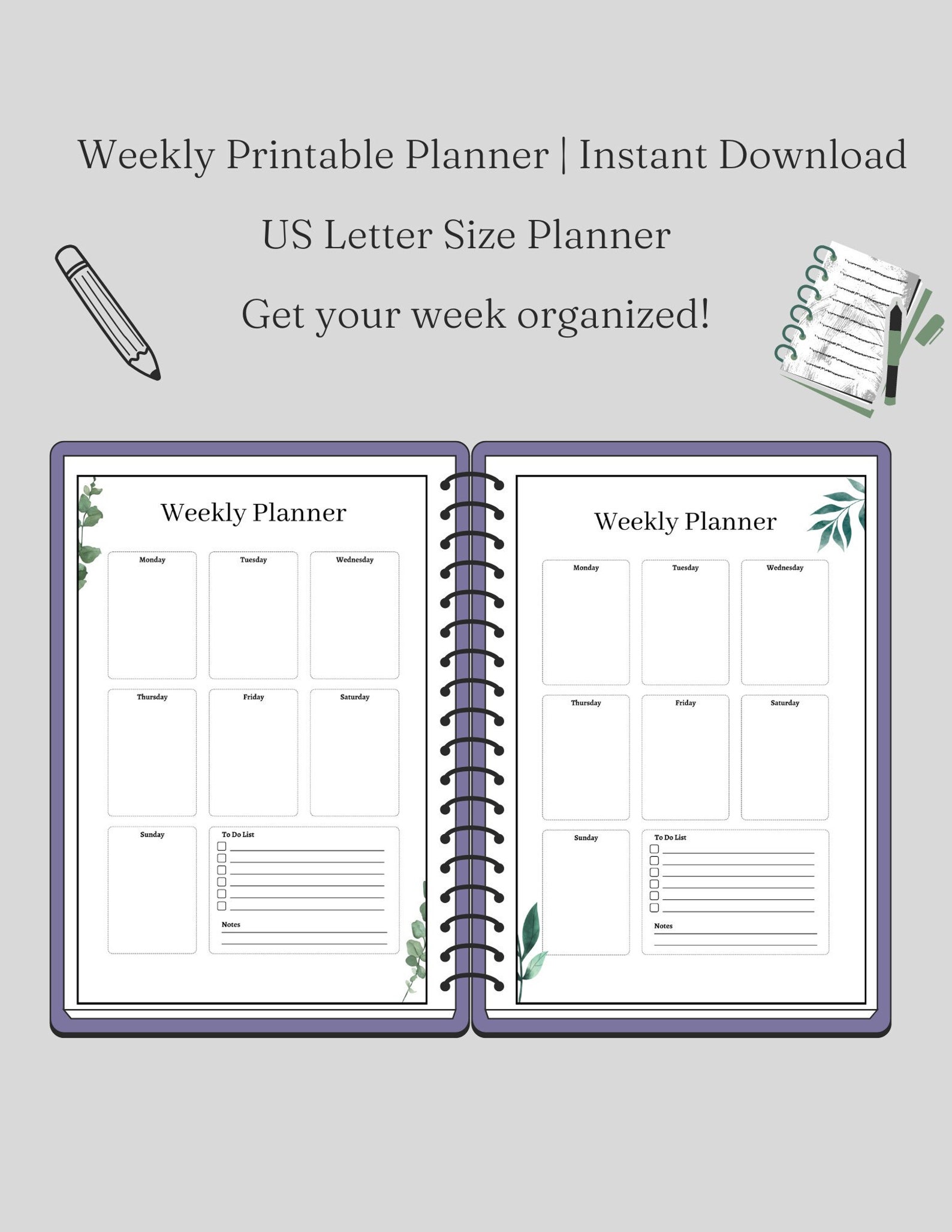 Weekly Planner Printable Template, Simple Weekly Planner Printable ...