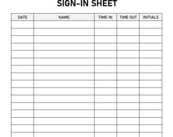 Sign in Sheet ,template, Versatile Printable and Editable, Client Sign ...