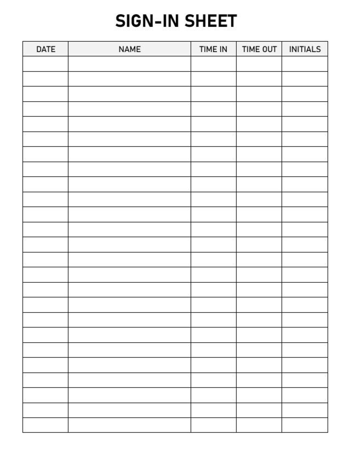 Printable Sign-in Sheet. - Etsy
