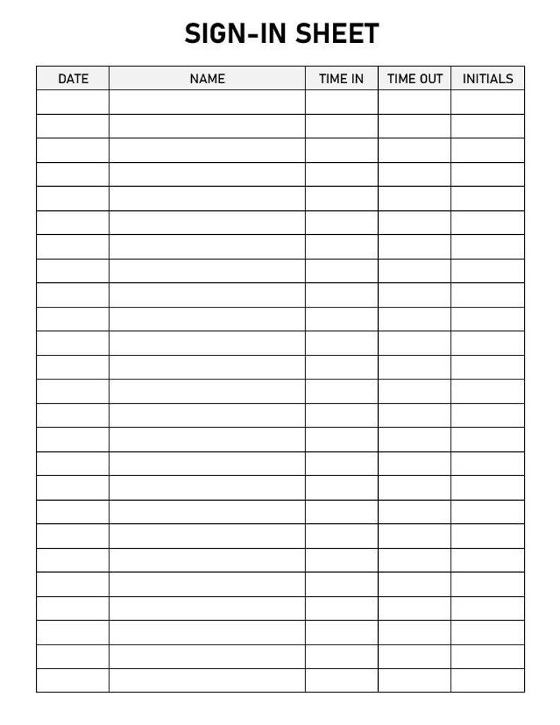 Printable Sign-in Sheet. - Etsy