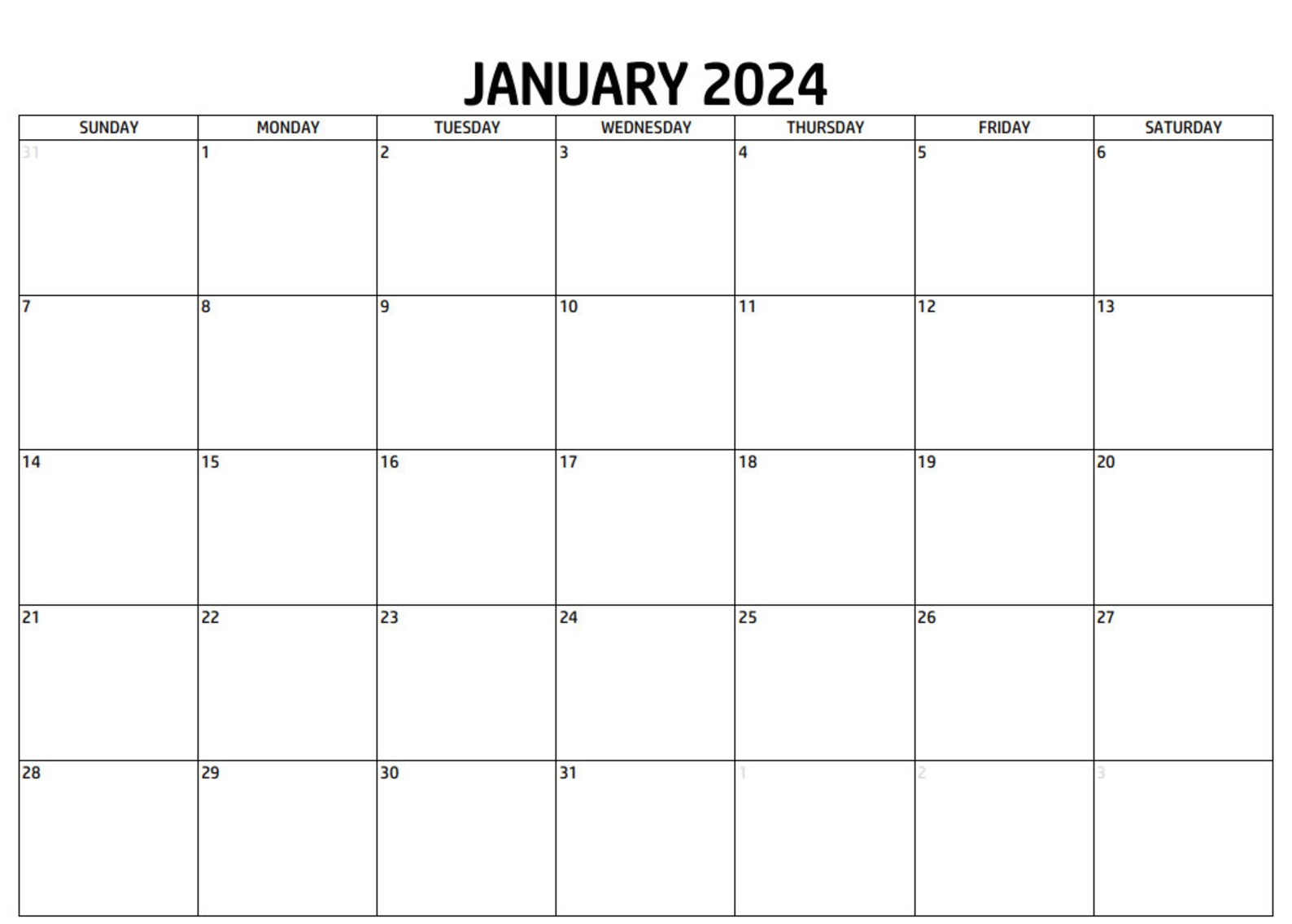 Printable 2024 Calendar blank - Etsy