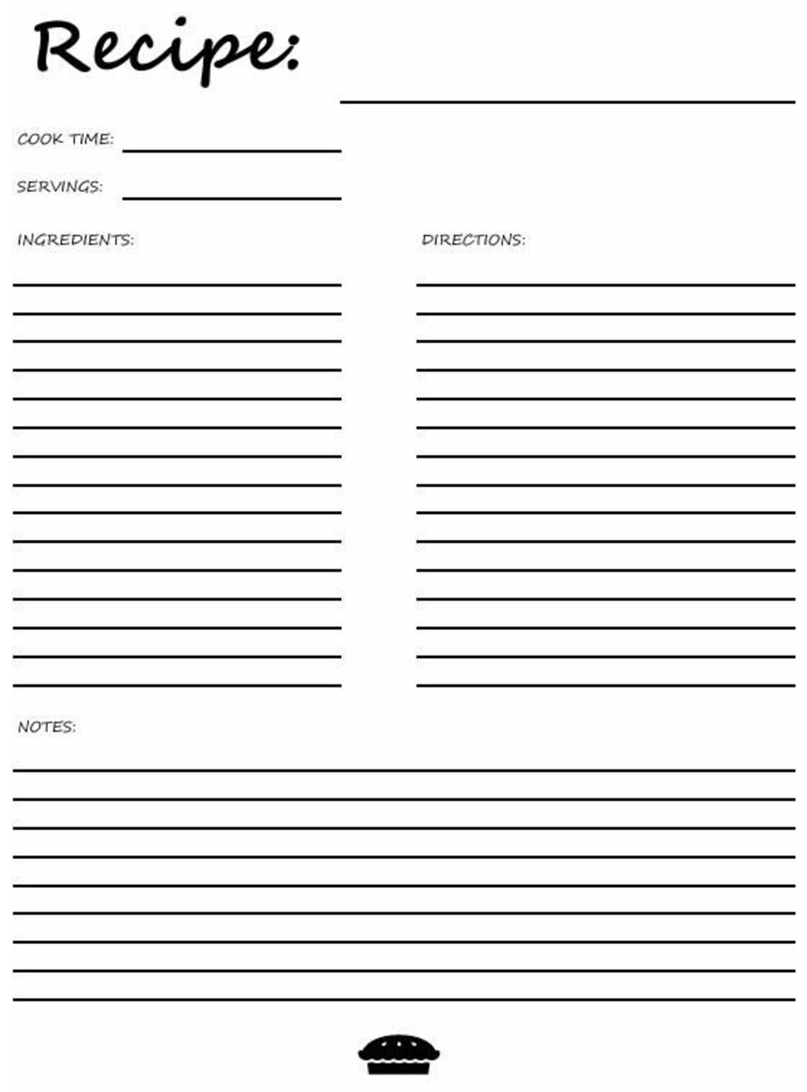 Printable Blank Recipe Page - Etsy