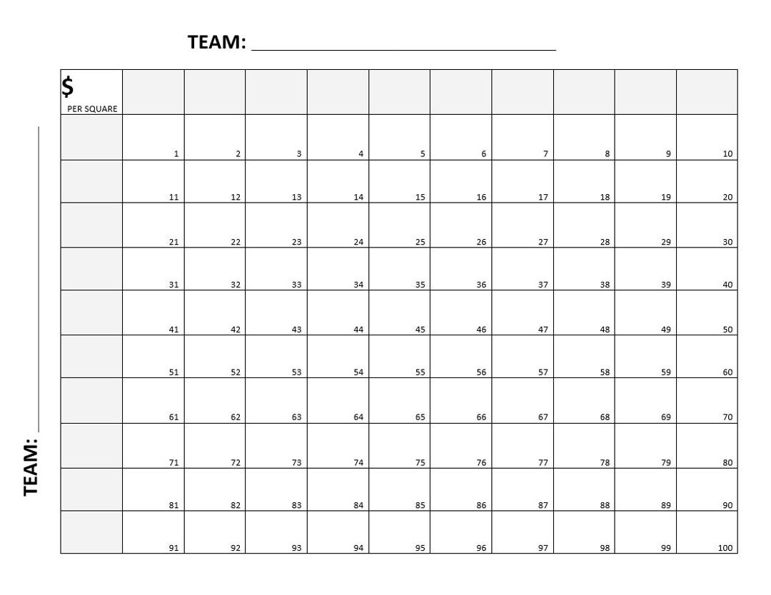 Printable Football Squares. Football Poll. Football Fundraiser. - Etsy