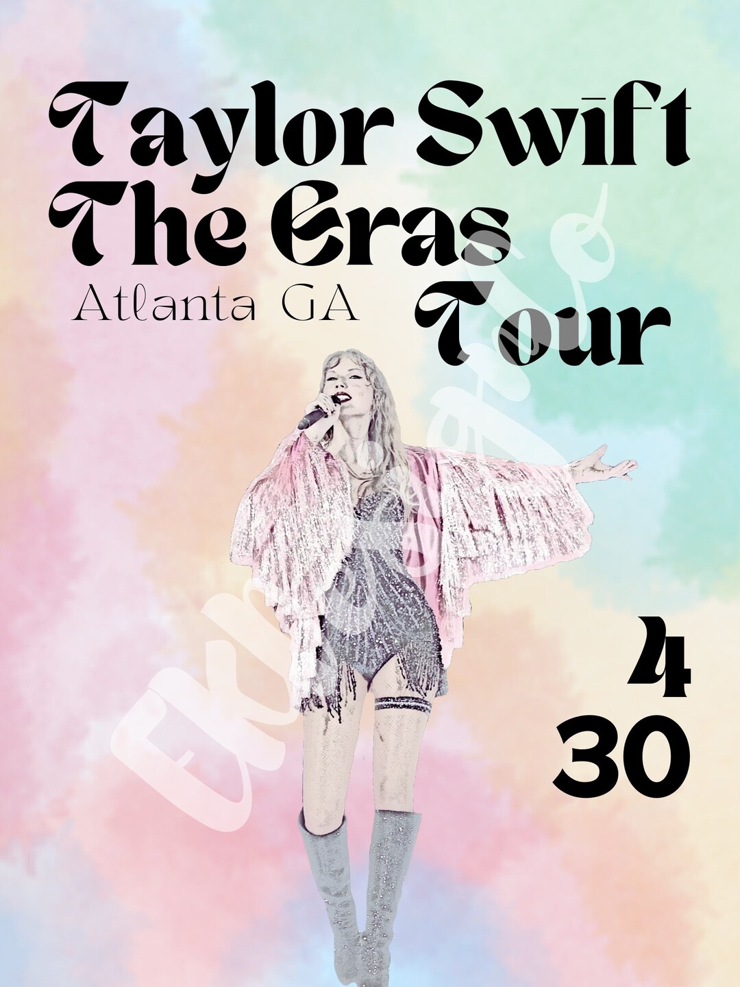 Taylor Swift the Eras Tour Poster/print Atlanta, Georgia 4/30 - Etsy