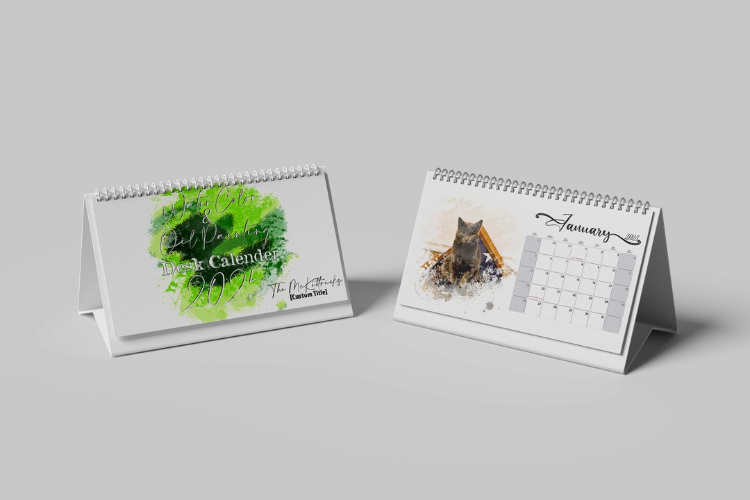 Monthly Flip Desk Calendar Digital Custom | Personalized Watercolor ...