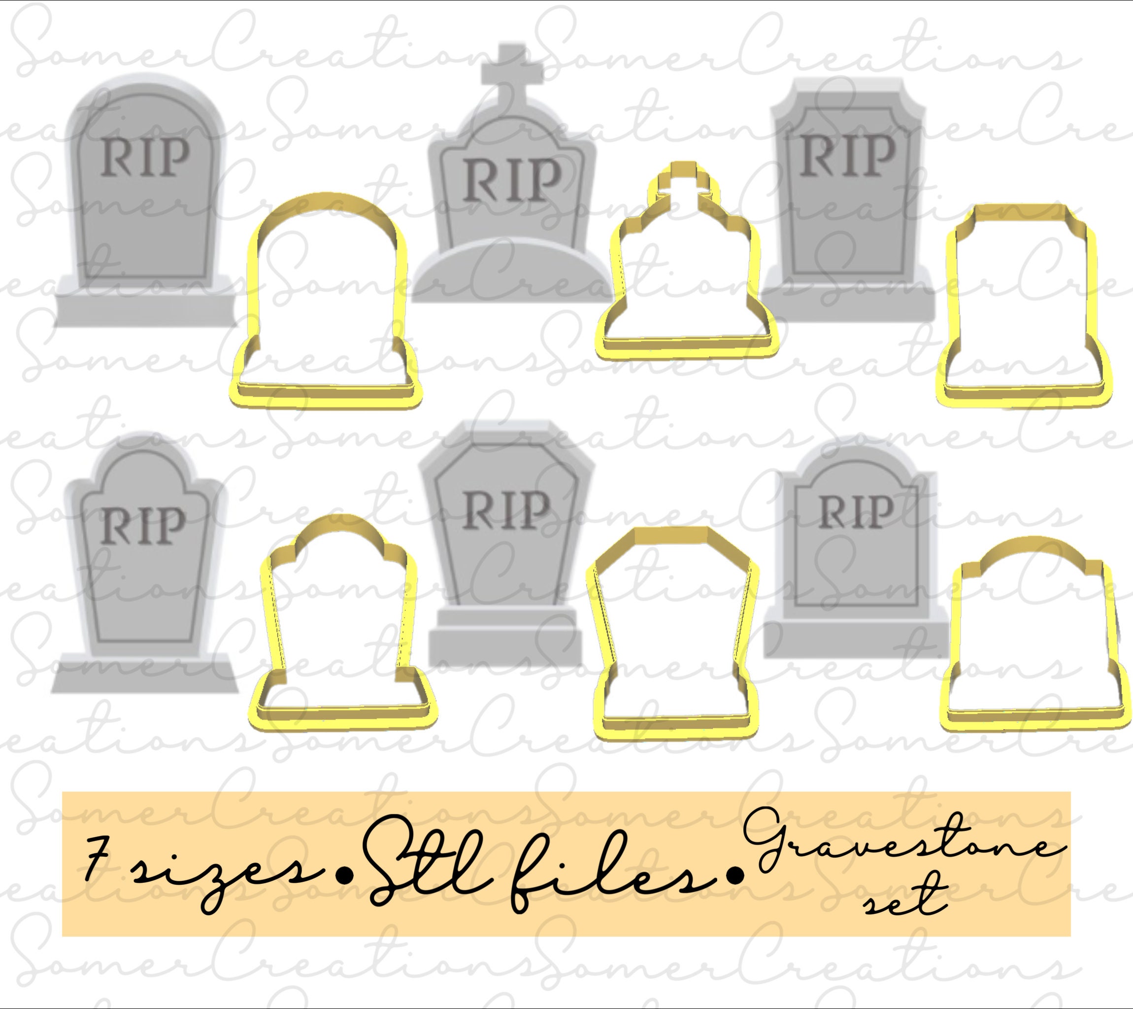 Gravestone Cookie Cutter Set .STL Custom FILES ONLY for 3d Printer ...
