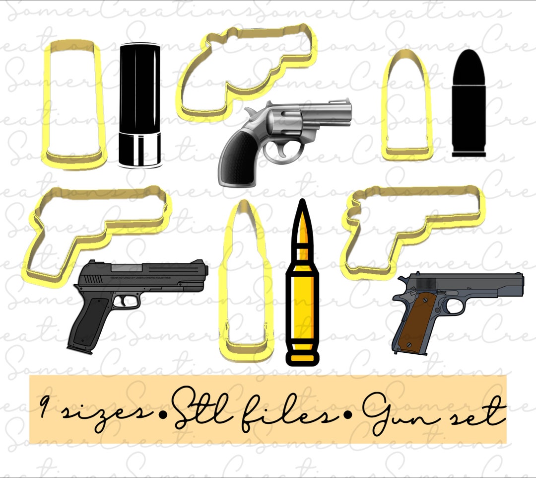 Gun Cookie Cutter Set .STL Custom FILES ONLY for 3d Printer, Custom ...