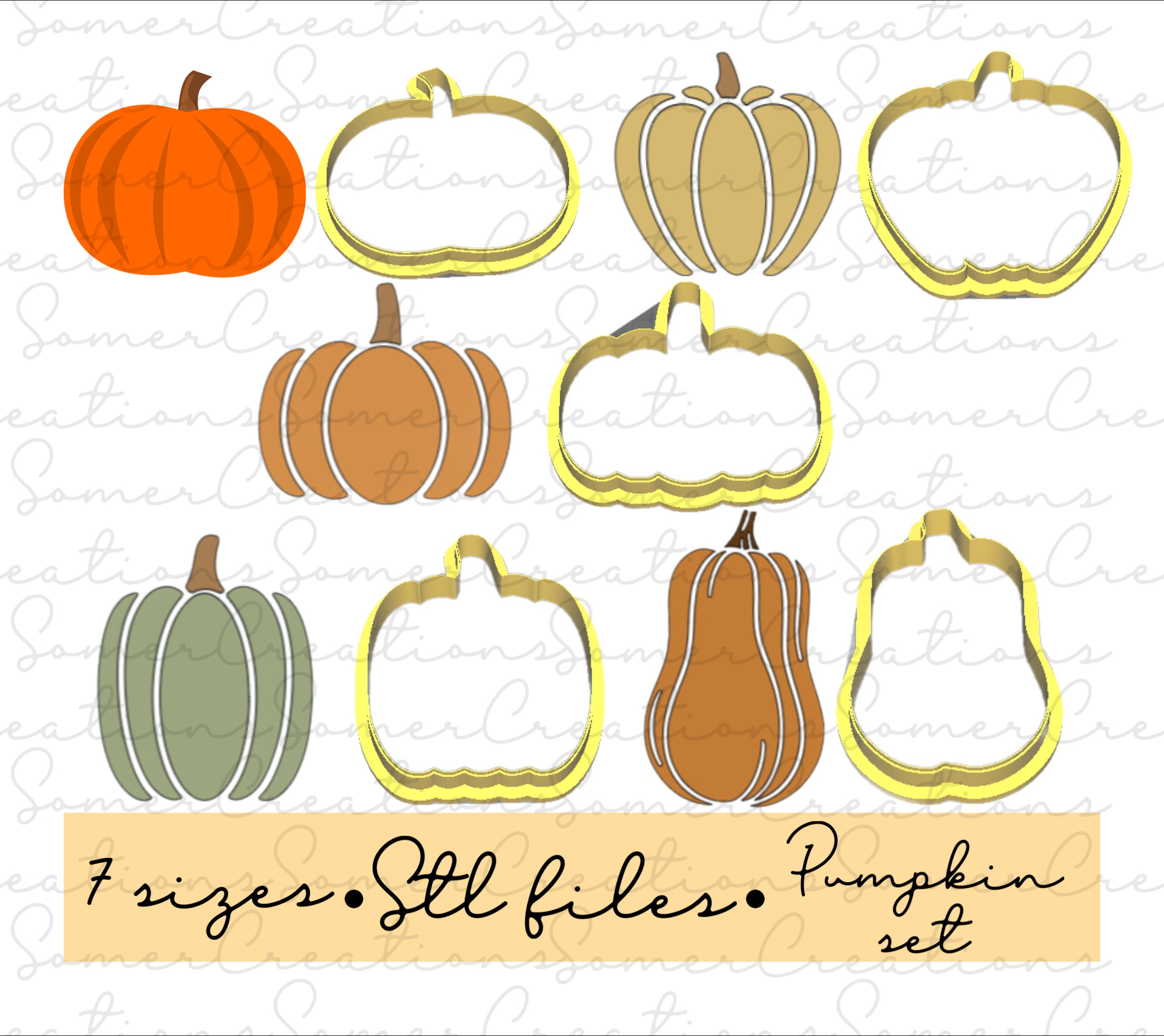 Pumpkin Cookie Cutter Set .STL Custom FILES ONLY for 3d Printer, Custom ...