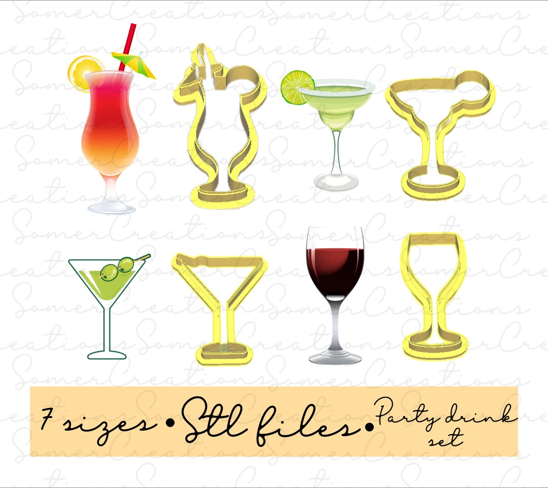 Wine, Cocktail, Margarita, Martini Cutter Set .STL Custom FILES ONLY ...