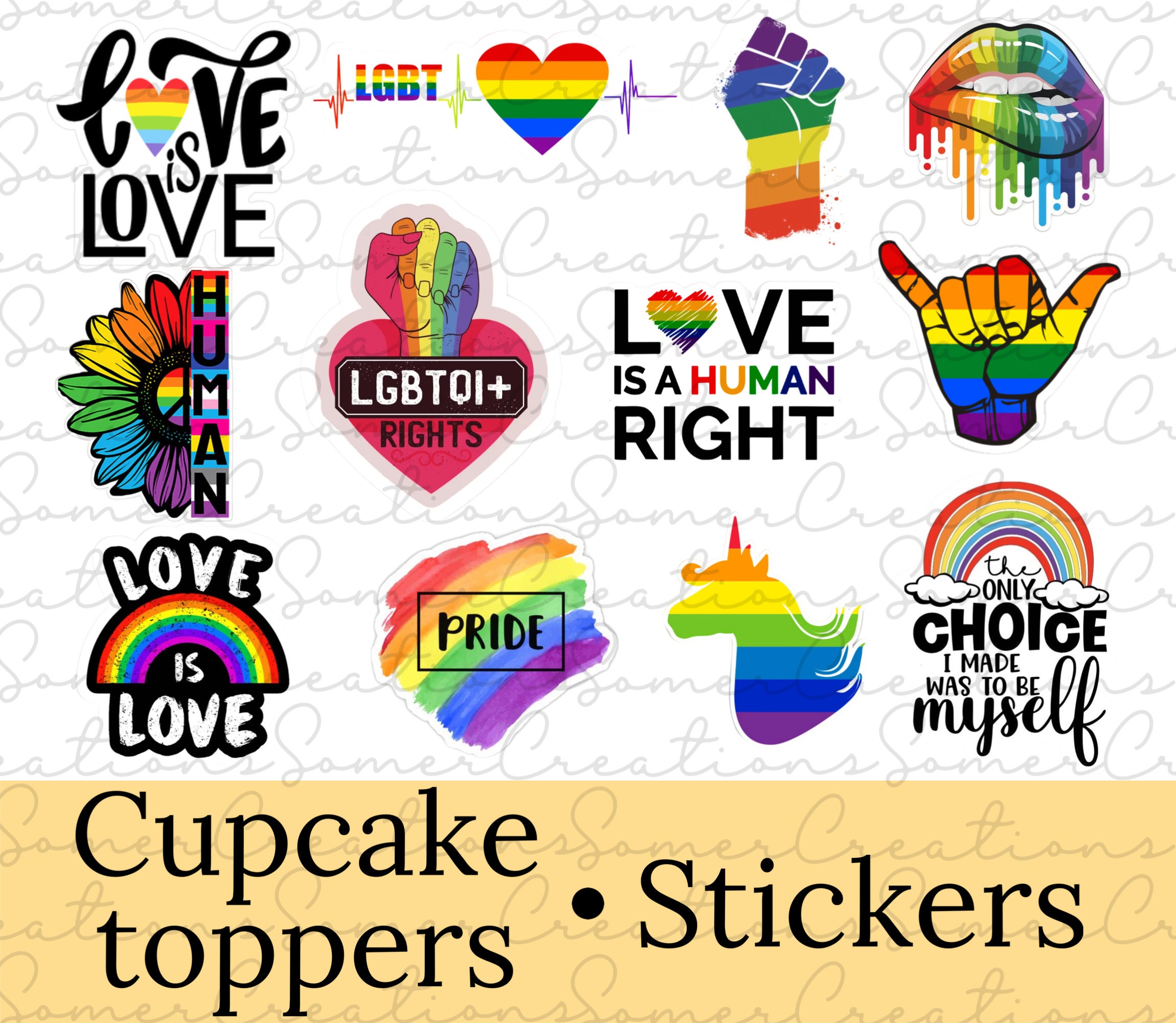 Pride Cupcake Toppers, Pride Stickers, Pride Month, Happy Pride - Etsy