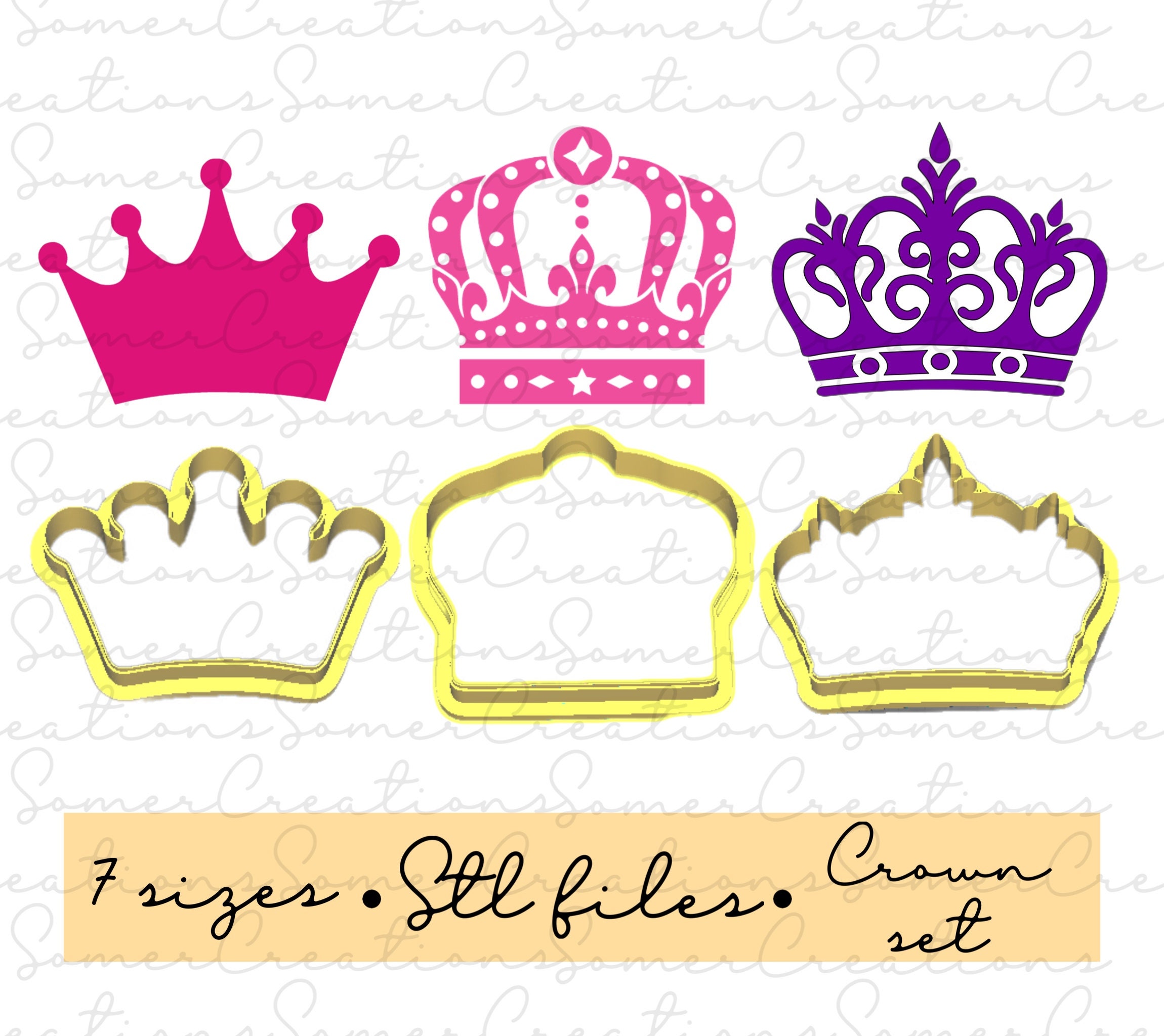 Princess Crown Cookie Cutter Set .STL Custom FILES ONLY for 3d Printer ...