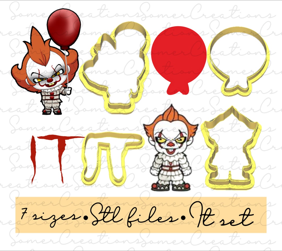 Scary Clown IT Cookie Cutter Set .STL Custom Files for 3d Printer ...