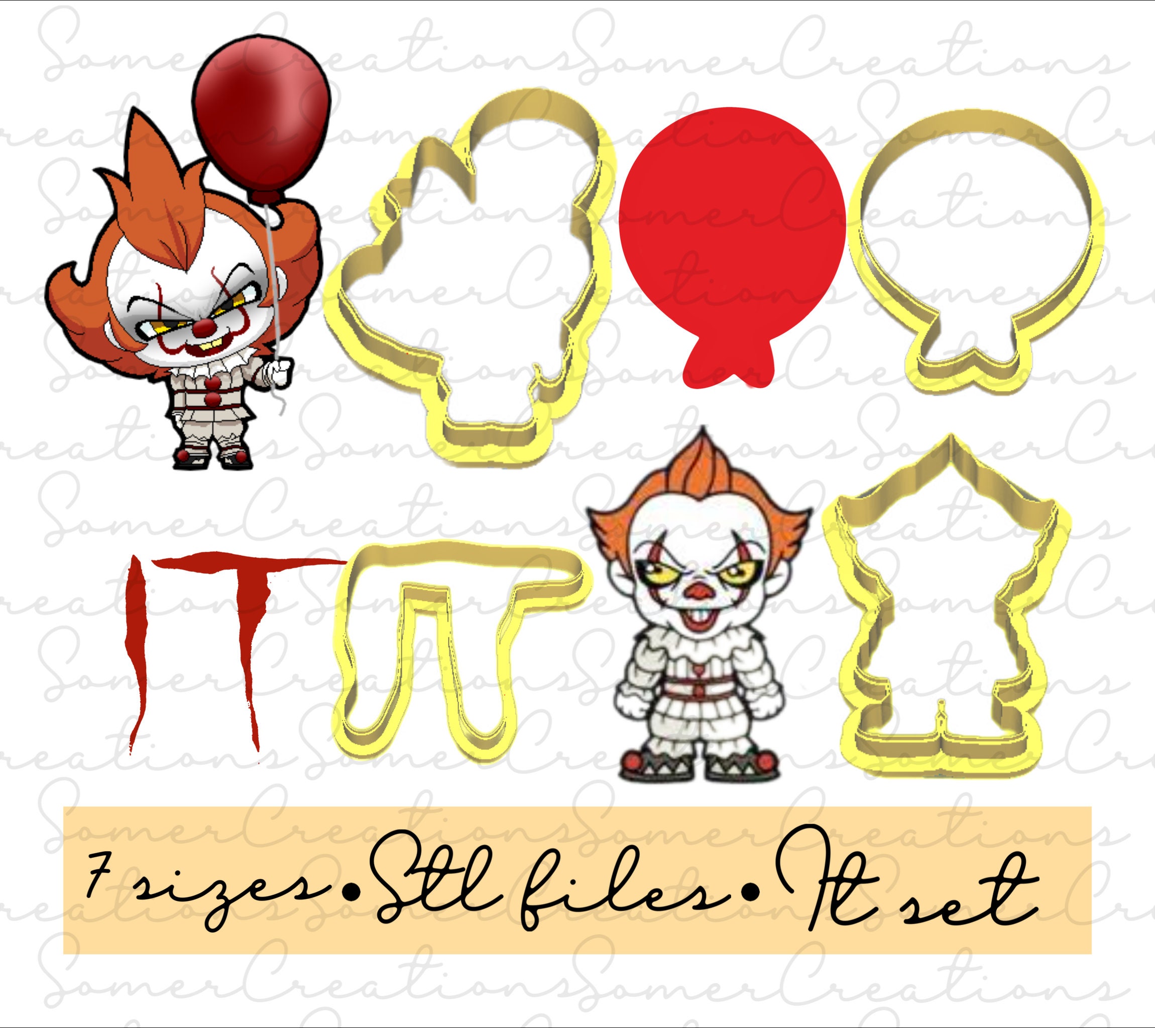 Scary Clown IT Cookie Cutter Set .STL Custom FILES Onlyfor 3d Printer ...