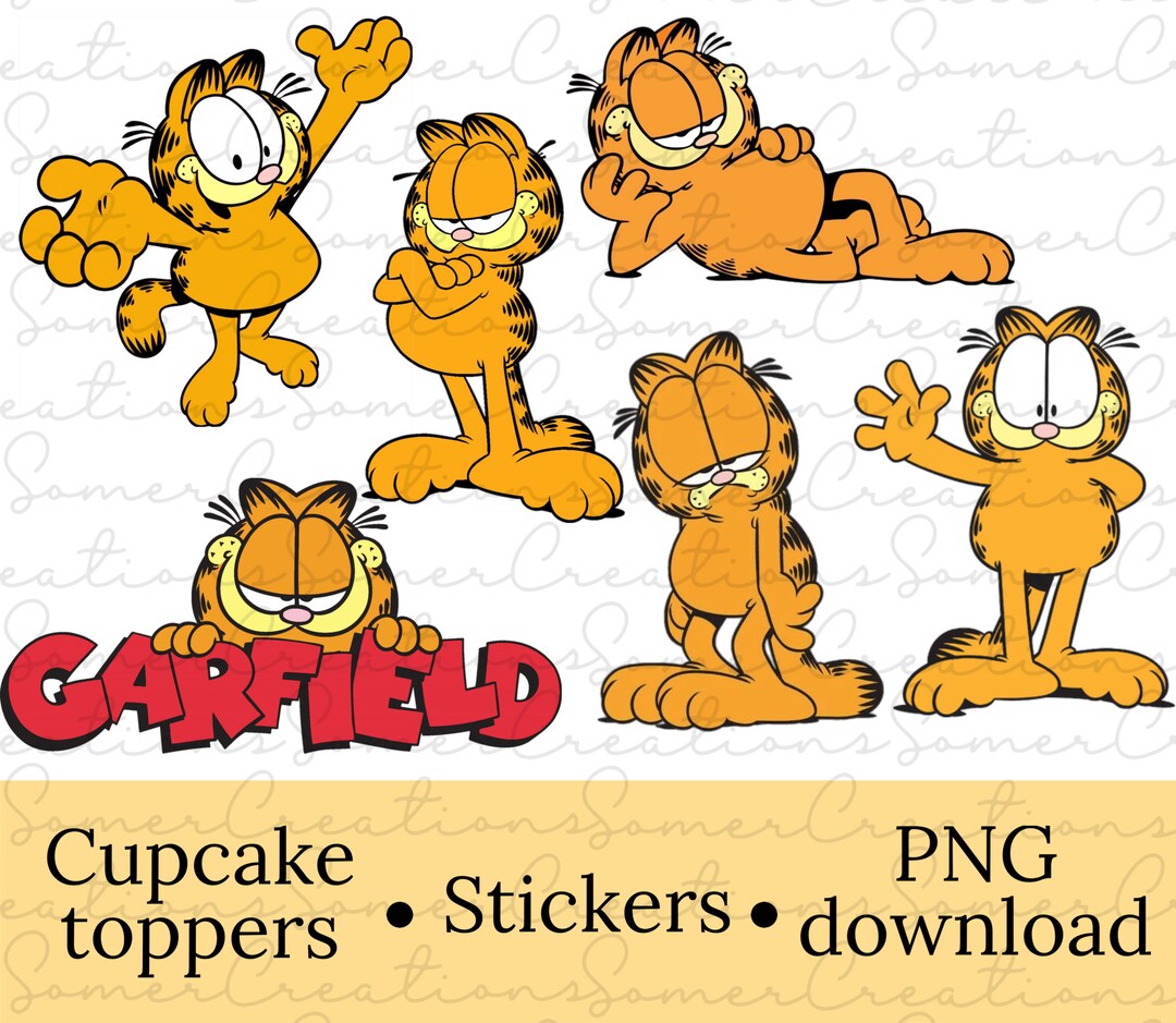 Garfield Cupcake Toppers, Garfield Stickers, Garfield PNG Download ...
