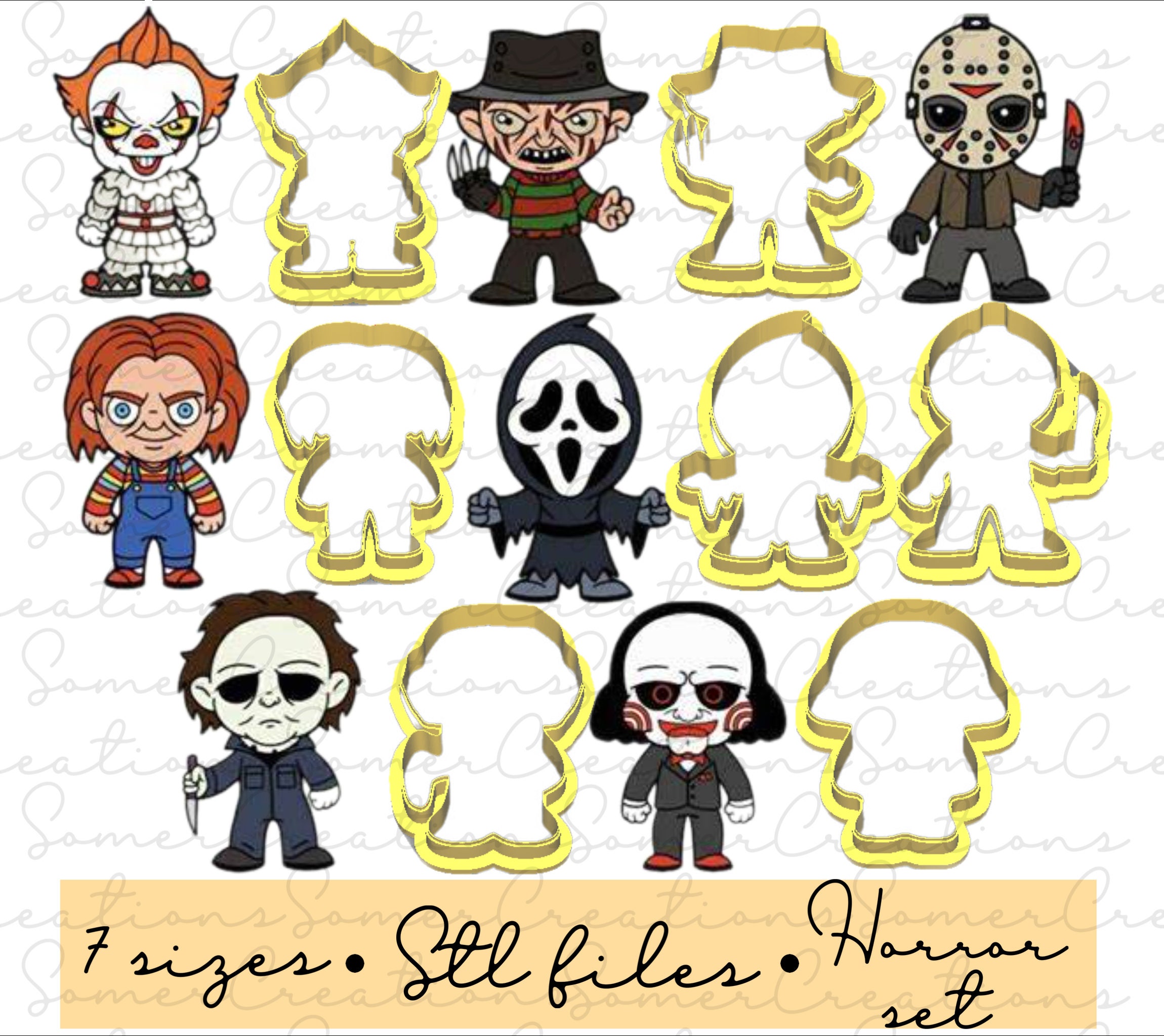 Horror Characters Cookie Cutter Set .STL Custom FILES ONLY for 3d ...