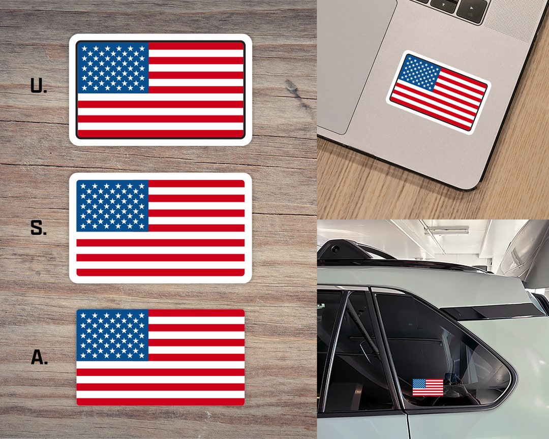 USA United States of America Flag Sticker, 3 Option Styles, Laminated ...
