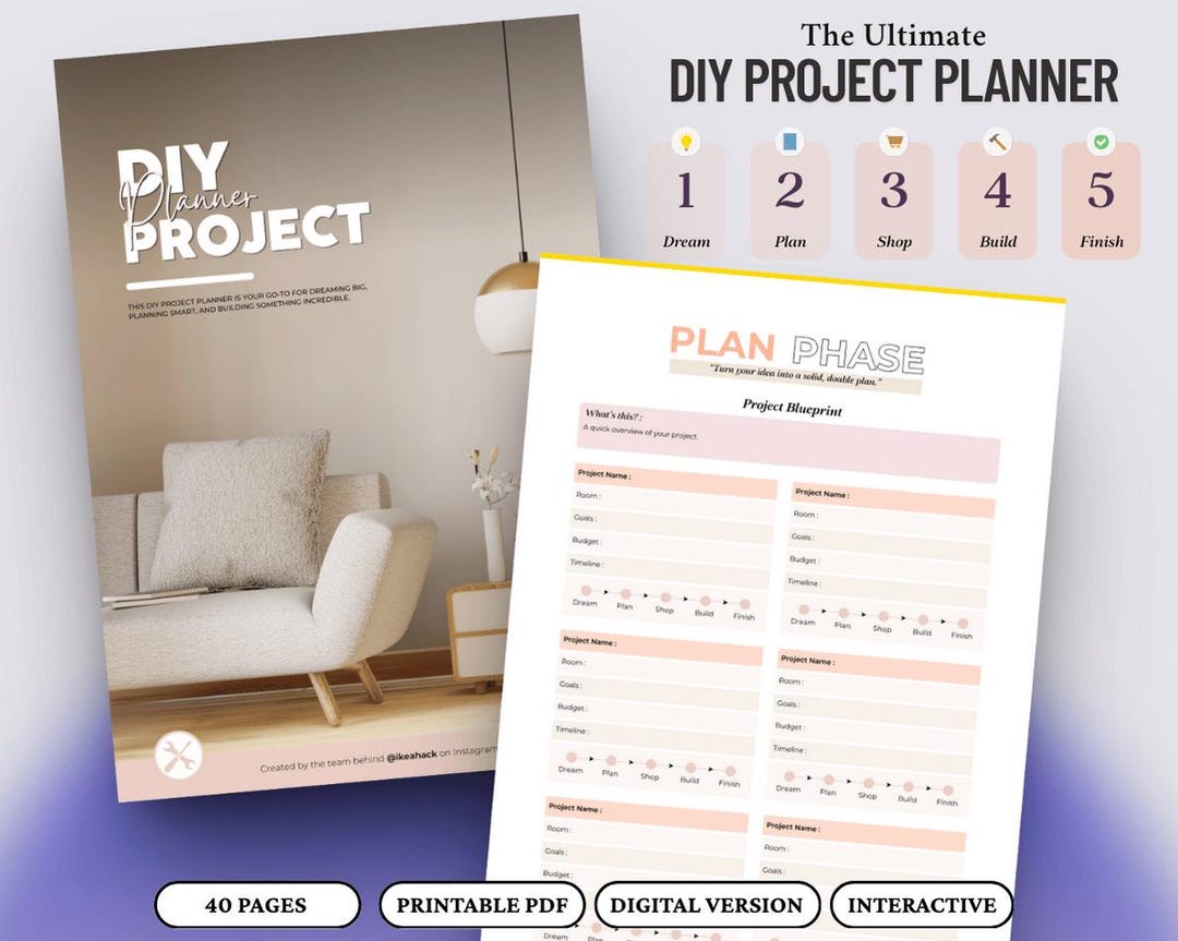 DIY Project Planner | Printable & Digital Download | Home Improvement ...
