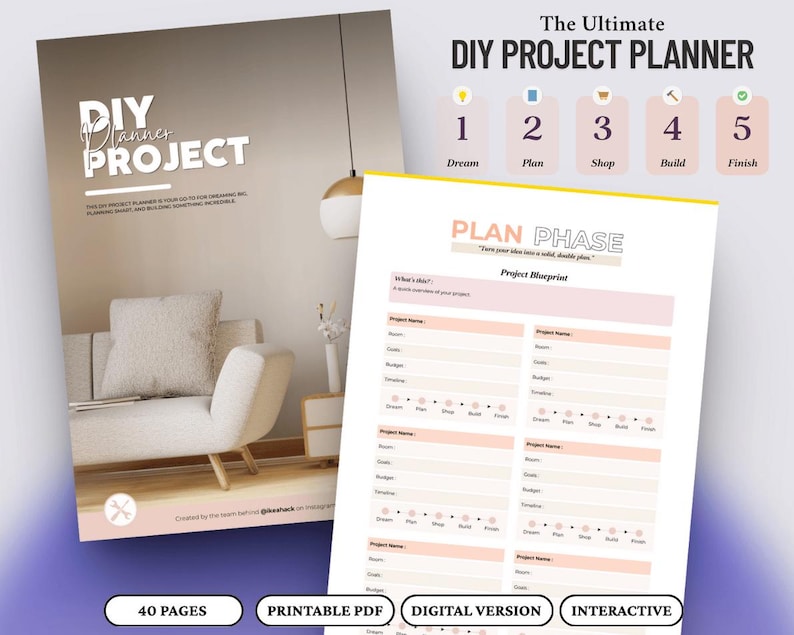 DIY Project Planner | Printable & Digital Download | Home Improvement ...