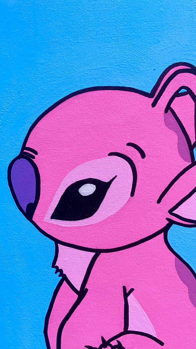 Lilo & Stitch, Original Acrylic Painting of Angel - Etsy