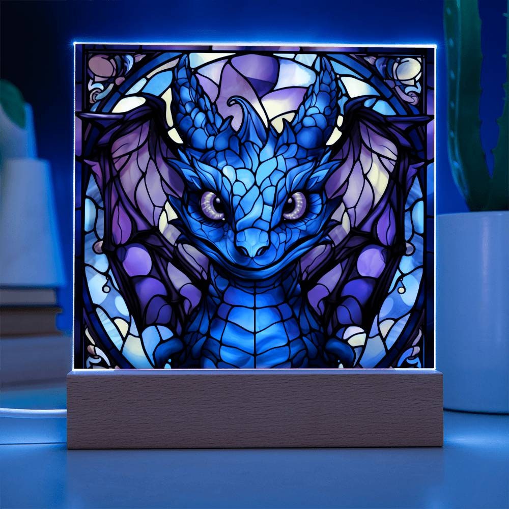 Colorful Dnd Dragon Faux Stained Glass Acrylic Plaque and Nightlight ...