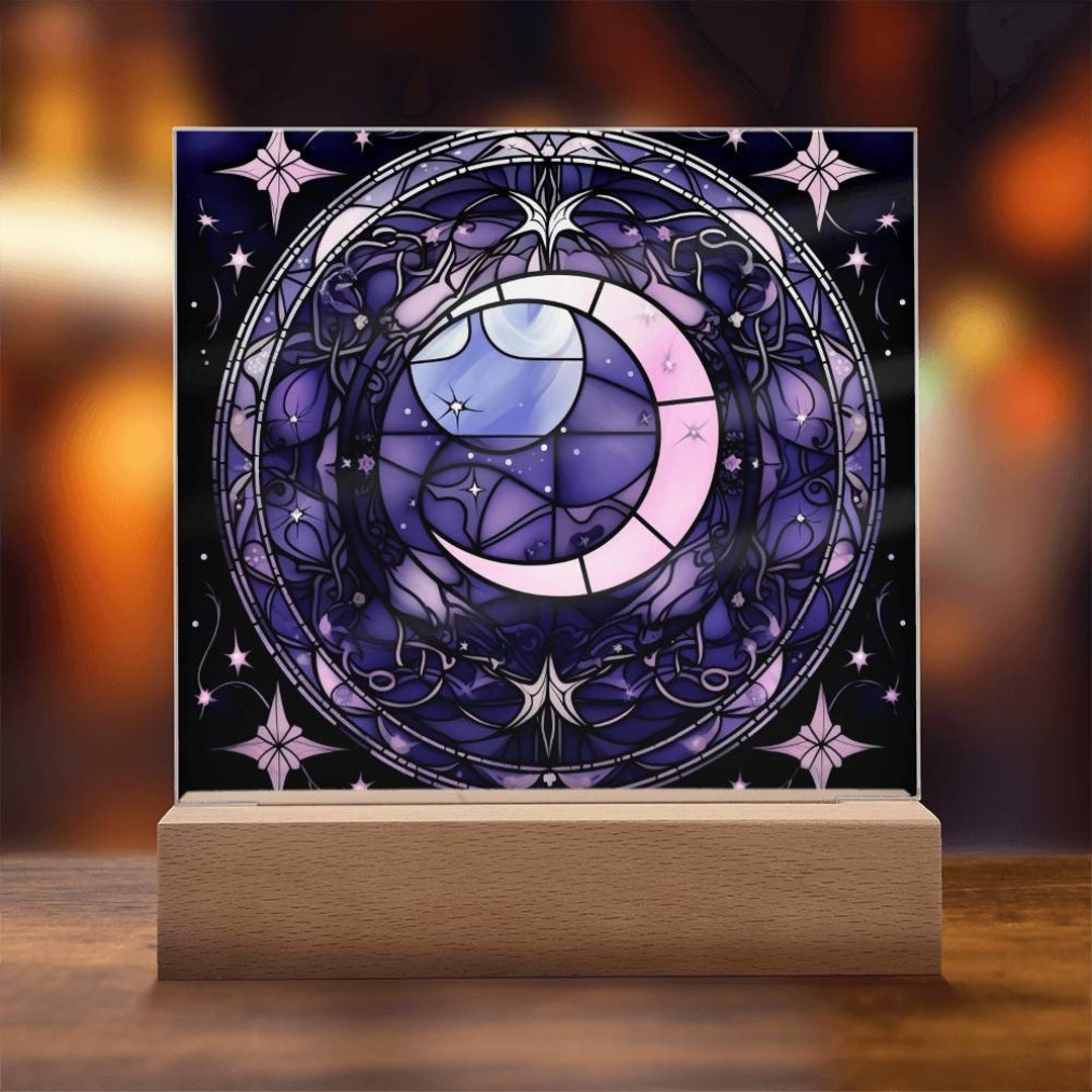 Celestial Moon Stained Glass Acrylic Plaque Art for Celestial Lovers ...