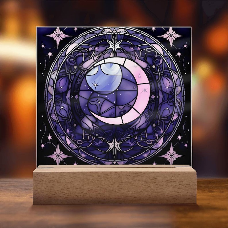 Celestial Moon Stained Glass Acrylic Plaque Art for Celestial Lovers ...