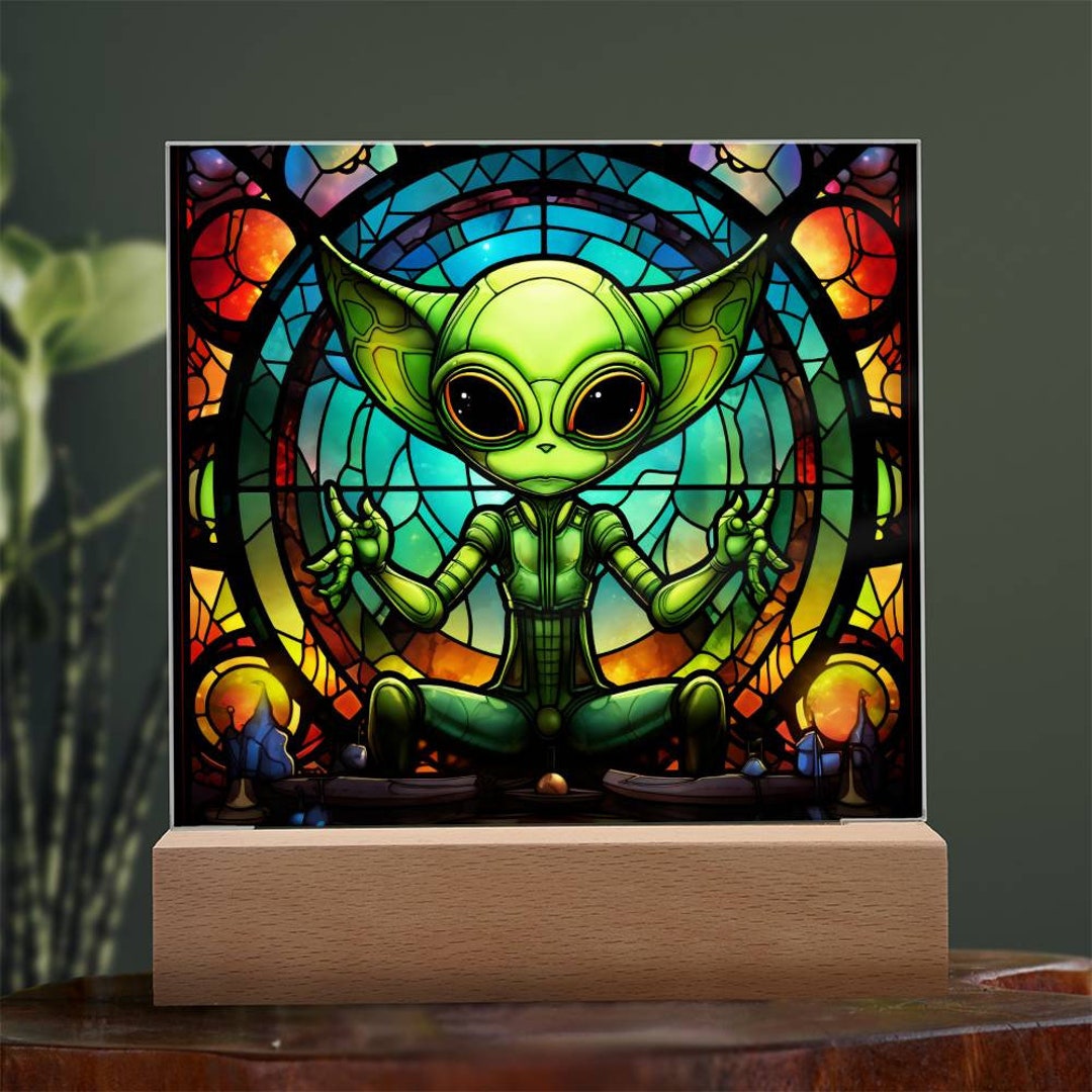 Alien Stained Glass Acrylic Plaque Out of This World Home Decor ...