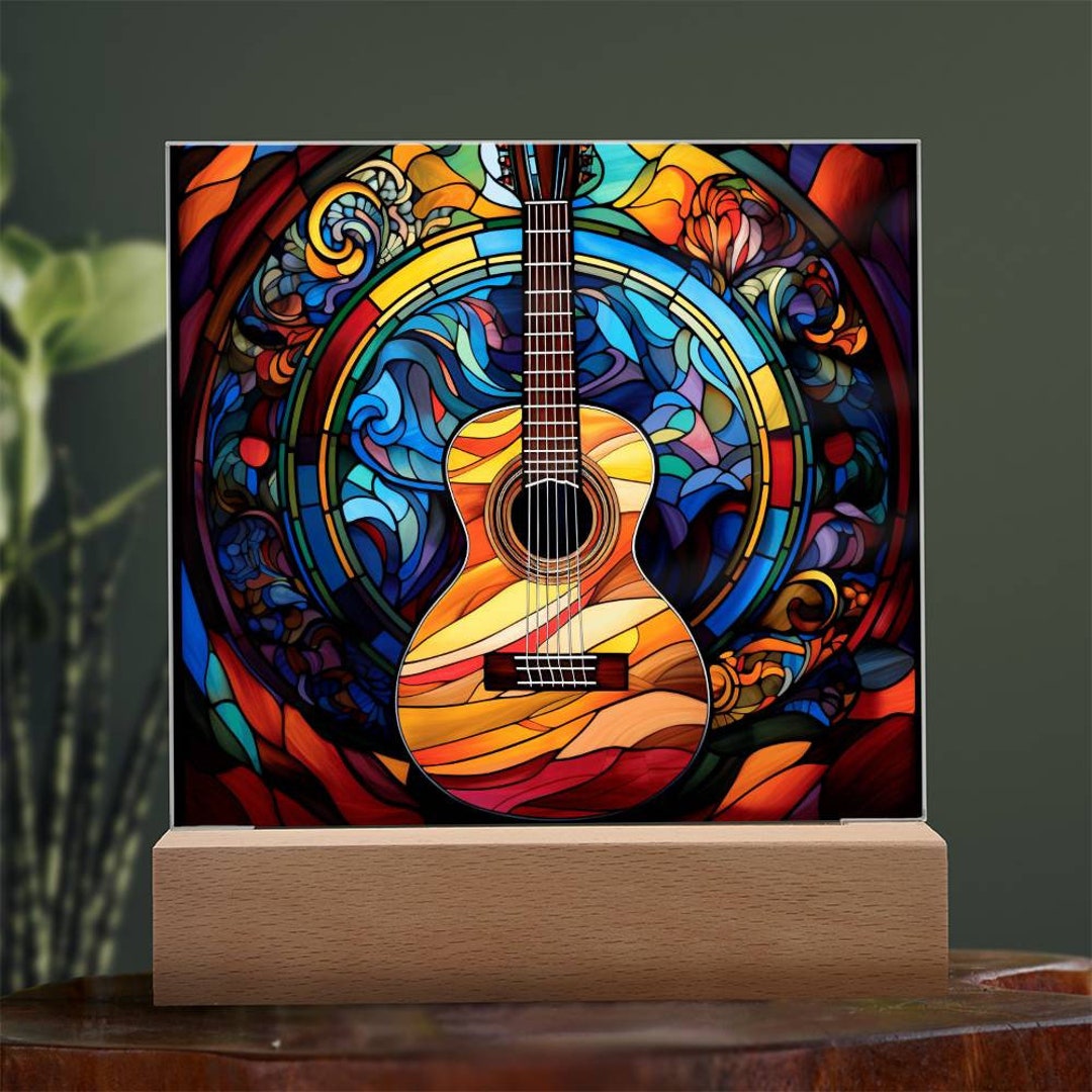 Guitarist Gift for Guitar Lovers Gift Guitar Stained Glass Acrylic ...