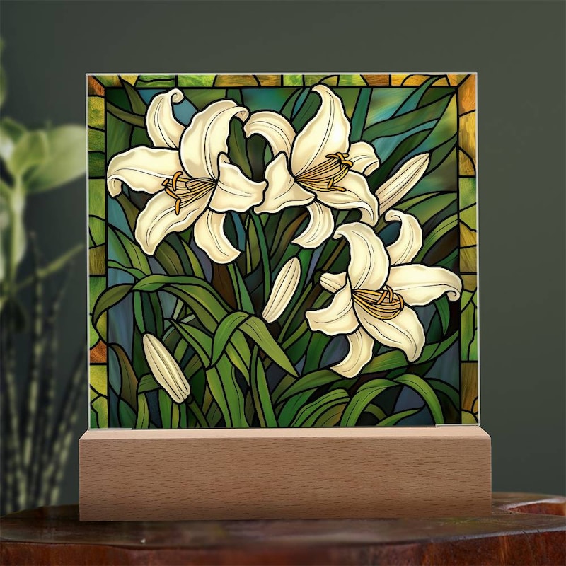 Stained Glass Lily - Etsy