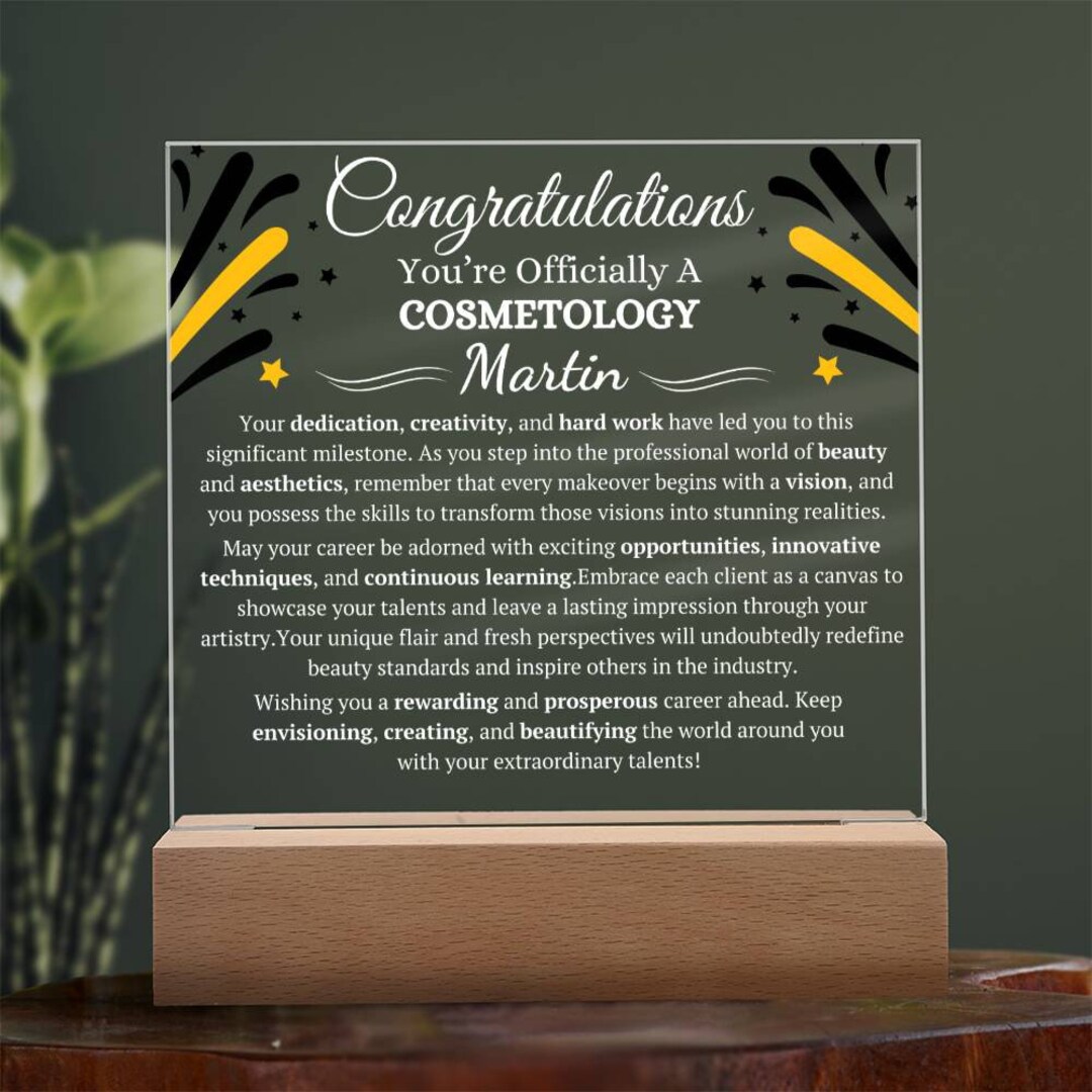 Cosmetology Graduation Plaque Gift for Beautician Home Decor Gift for ...
