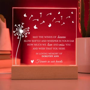 Memorial Custom Acrylic Plaque Sympathy Gift in Loving Memory Keepsake ...