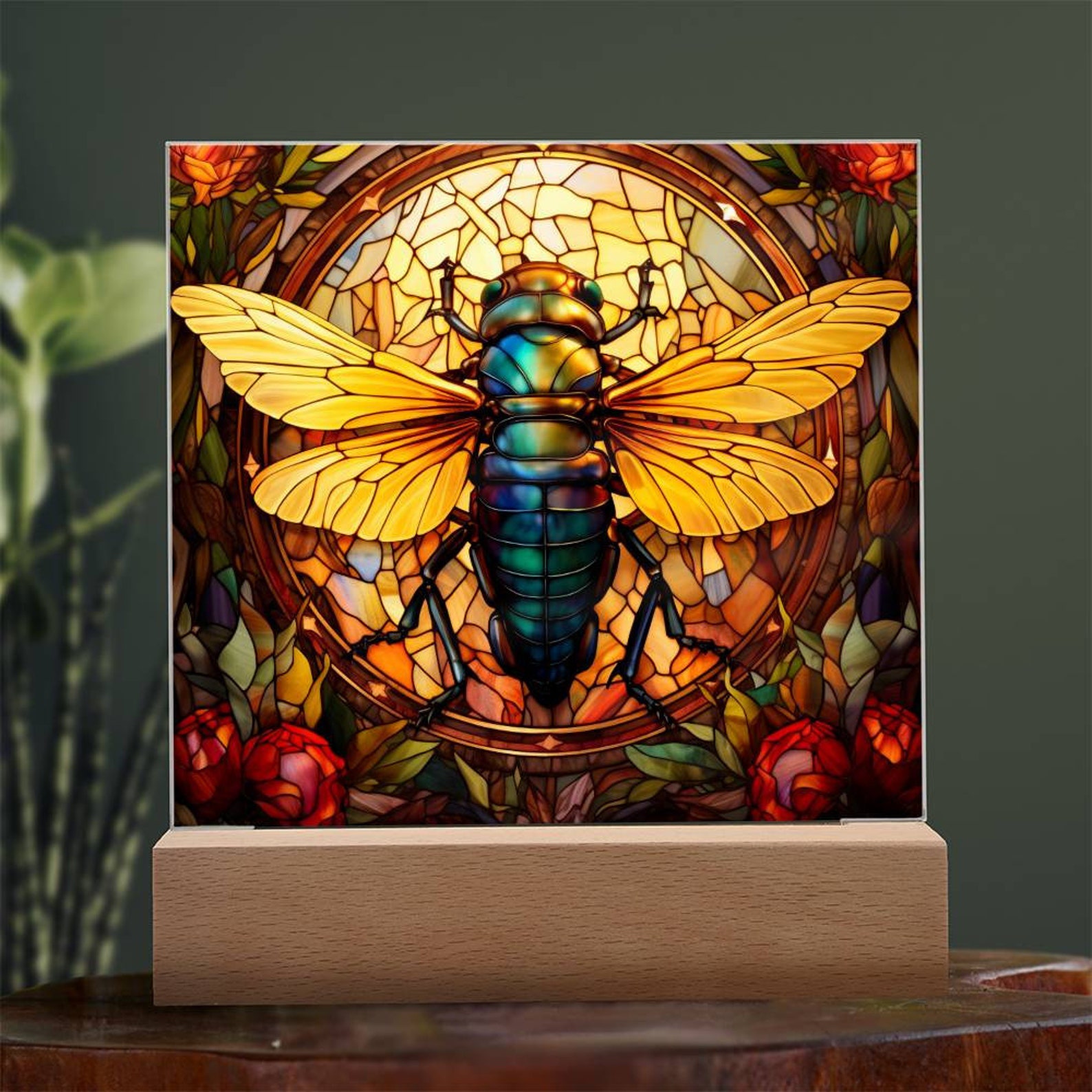 Cicada Stained Glass Collection Insect Acrylic Plaque Unique Gift for ...