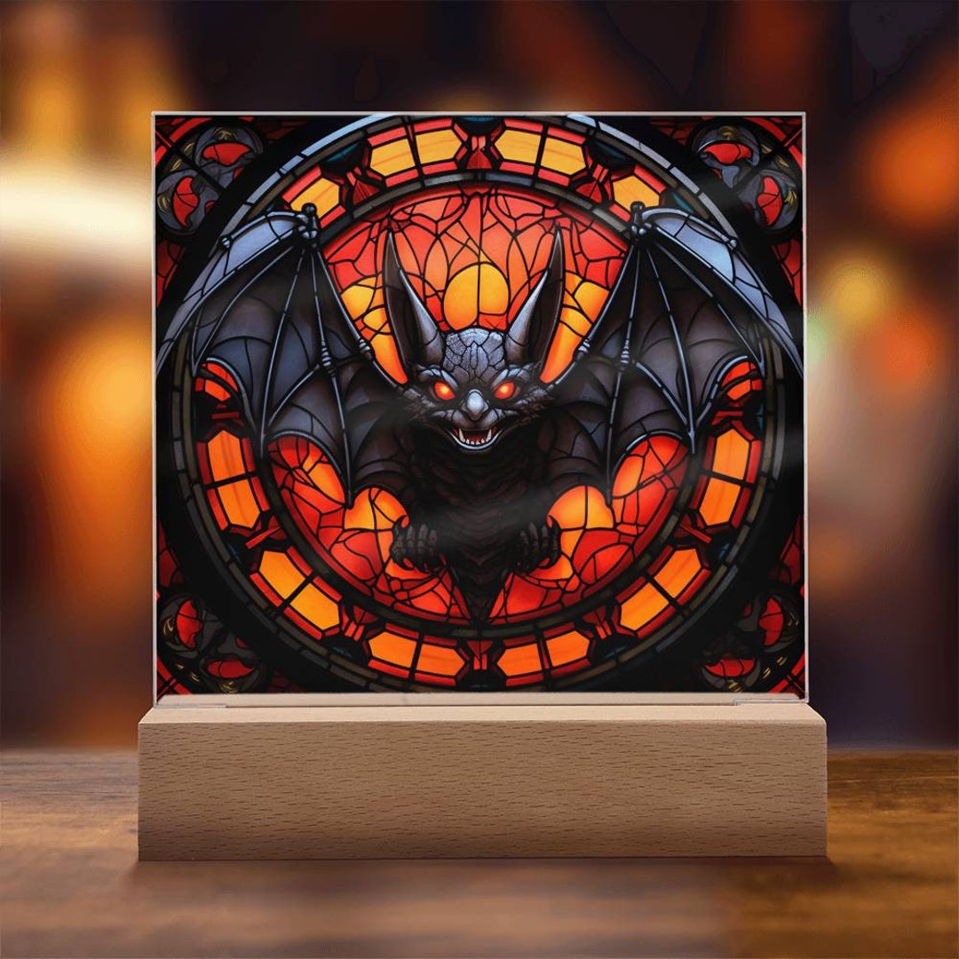 Bat Stained Glass Acrylic Plaque Gift for Bat Lover Nephew Seasonal ...