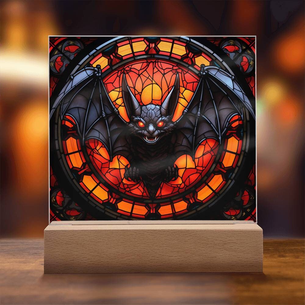 Bat Stained Glass Acrylic Plaque Gift for Bat Lover Nephew Seasonal ...