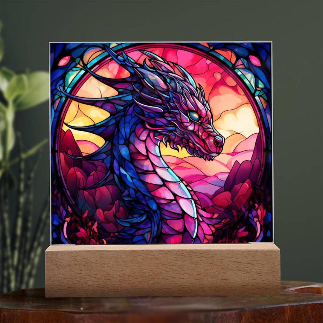 Colorful Dungeons & Dragons Stained Glass Acrylic Plaque Handcrafted ...
