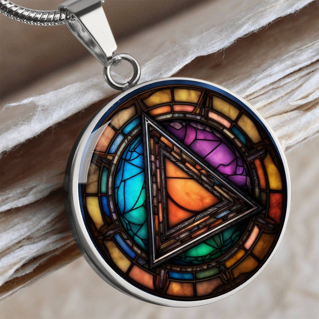 Stained Glass Alcoholics Anonymous Symbol Personalized Pendant Gift for ...