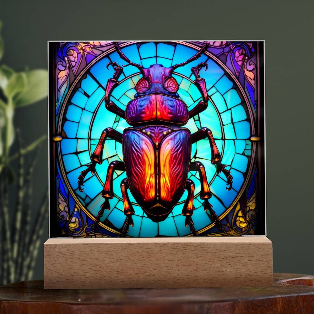 Beetle Stained Glass Acrylic Plaque for Bug Lovers Gothic Decor Glass ...