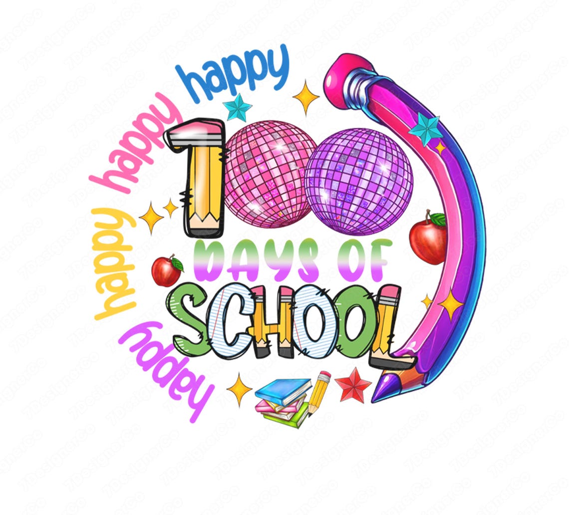 Happy 100 Days of School PNG, 100 Days of School PNG, Back to School ...