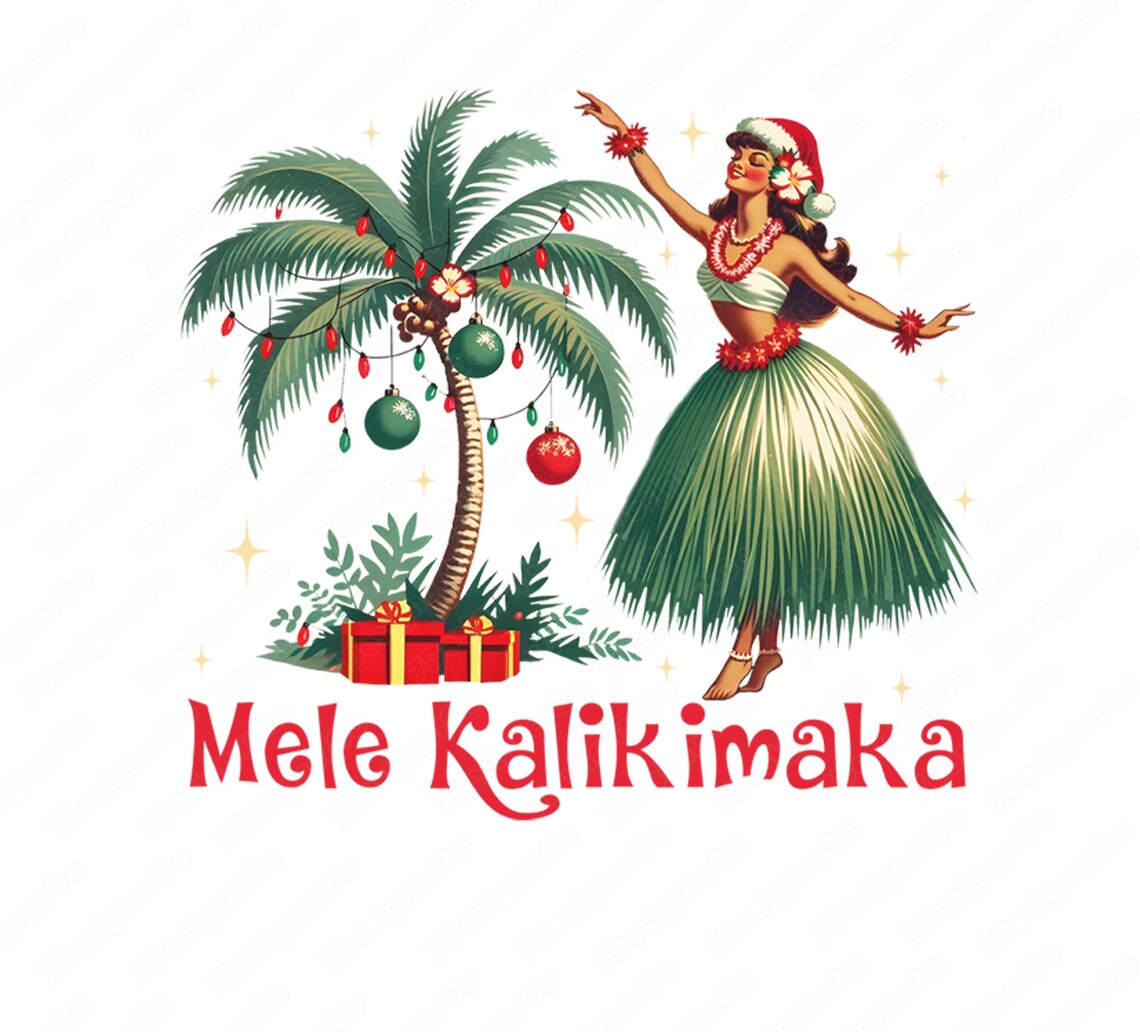 Mele Kalikimaka PNG, Hawaiian Christmas Girl, Island Beach (digital ...