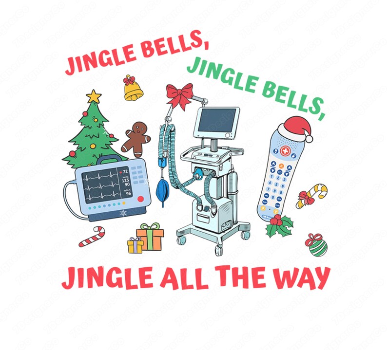 Jingle Bells Christmas ICU Nurse PNG, Healthcare Design (digital ...