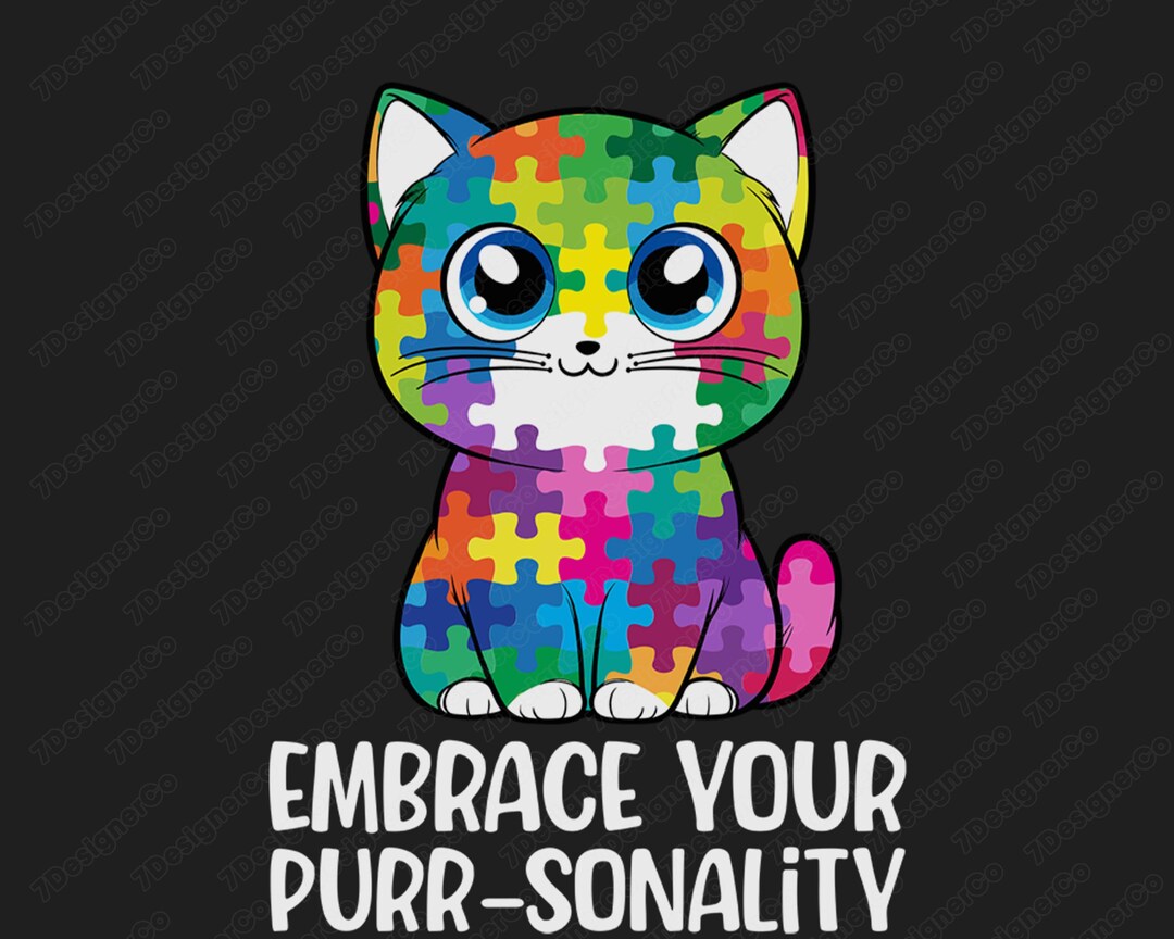 Autism Awareness Cat Puzzle Piece PNG: Purr-sonality Design - Etsy