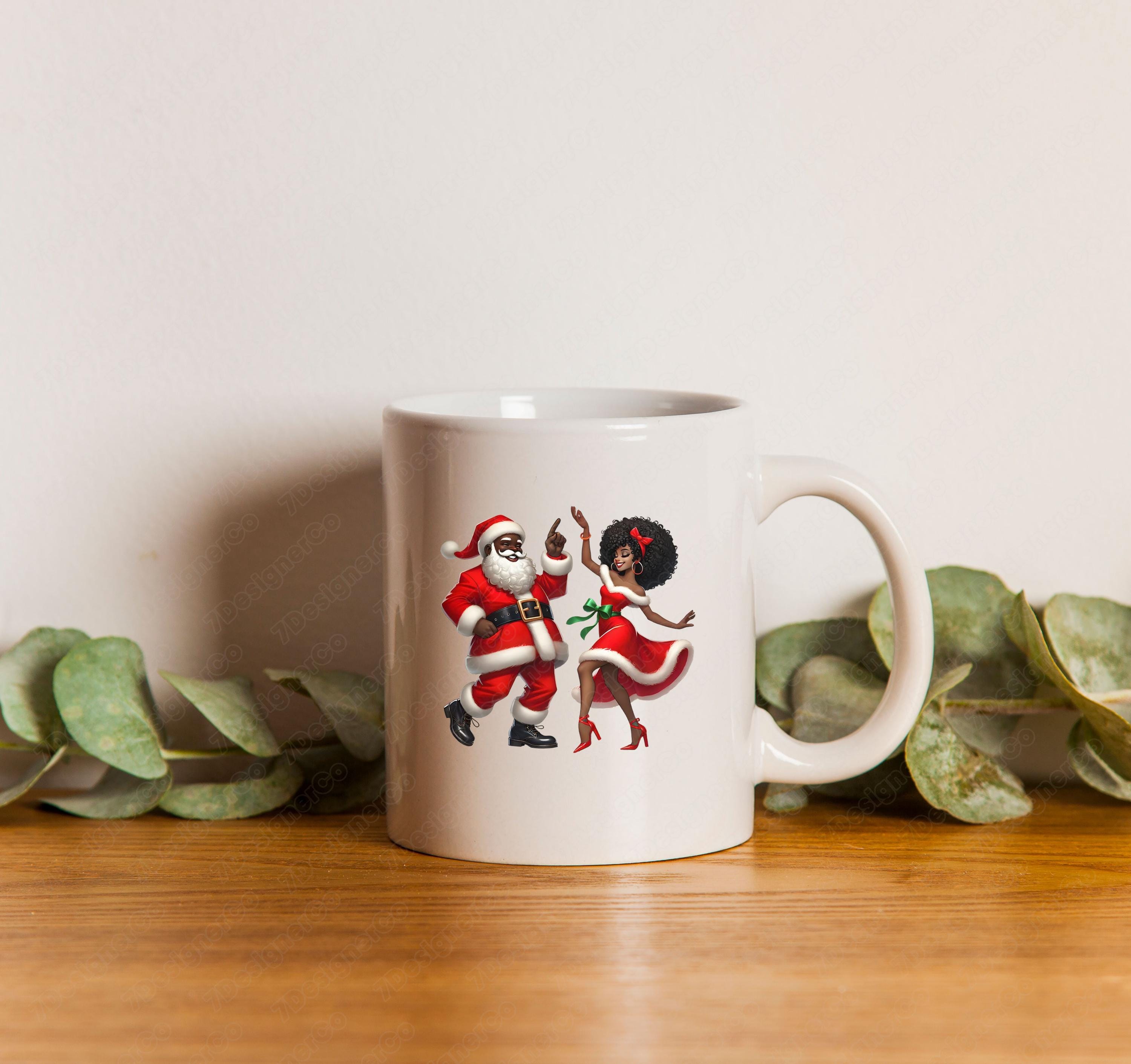 Dancing Black Santa & Mrs. Claus PNG, African American Christmas ...