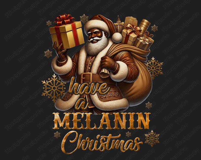 Melanin Santa Christmas PNG, African American Santa Afro (digital ...