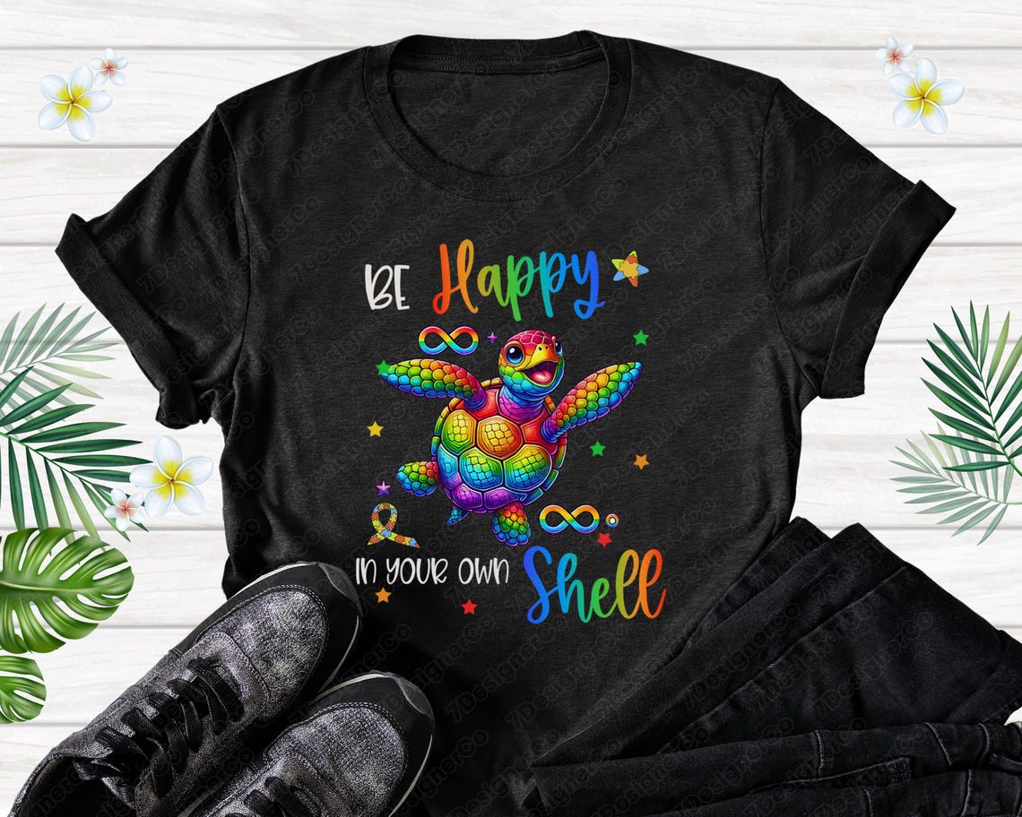 Autism Awareness Rainbow Turtle PNG: Be Happy Design (digital Download ...