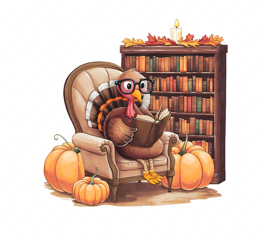 Turkey Reading Book PNG, Happy Thanksgiving PNG, Thanksgiving Turkey ...