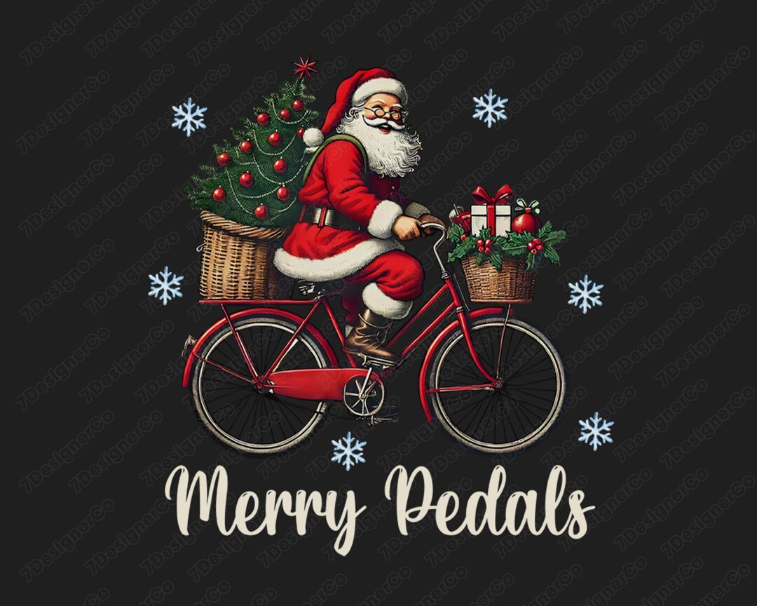 Merry Pedals Santa Bike Png, Merry Christmas Png, Christmas Family Png ...