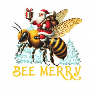 Bee Merry Christmas PNG, Santa Riding Bee (digital Download) - Etsy